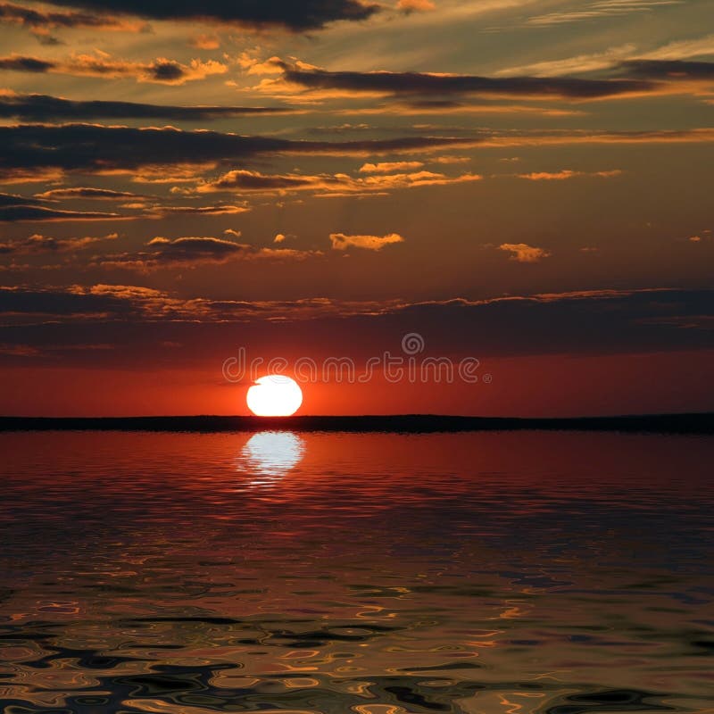 Above a Bay Exterminating Sunset of a Sun Stock Photo - Image of bright ...