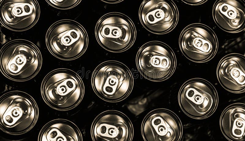 Above Closeup of Drink Tin Cans Stock Image - Image of black, dark ...