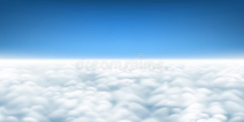 Above the Clouds Panorama Vector, Cloudscape View from Above Stock ...