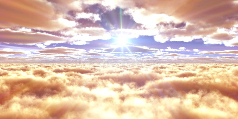 Above Clouds Fly Sunset Sun Ray Stock Illustration - Illustration of dream, cloudscape: 251028168
