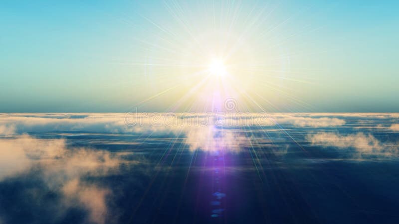 Above Clouds Fly Sunset Sun Ray Stock Photo - Image of view, abstract ...