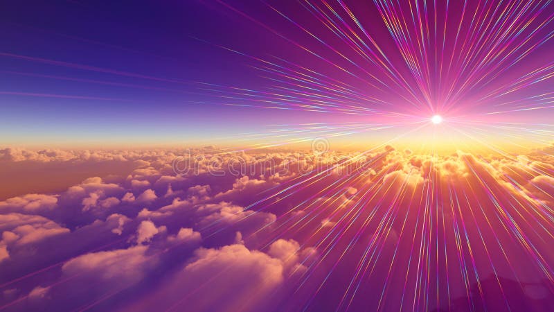 Above Clouds Fly Sunset Sun Ray Illustration Stock Illustration ...