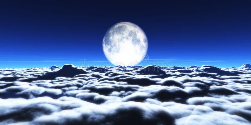 Above Clouds Full Moon Illustration Stock Illustration - Illustration ...