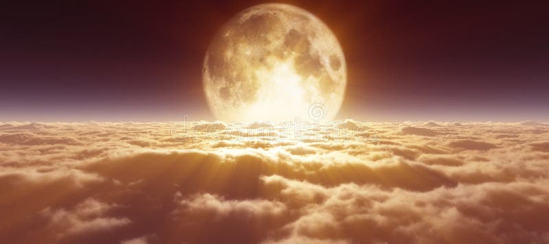 Above Clouds Full Moon Illustration Stock Illustration - Illustration ...