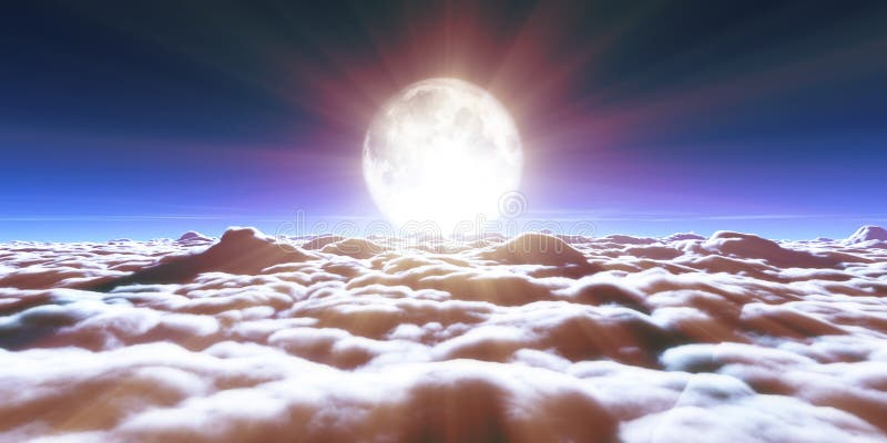 Above Clouds Full Moon Illustration Stock Illustration - Illustration ...