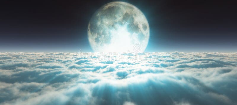 Above Clouds Full Moon Illustration Stock Illustration - Illustration ...