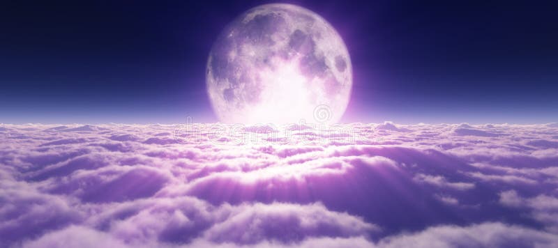 Above Clouds Full Moon Illustration Stock Illustration - Illustration ...