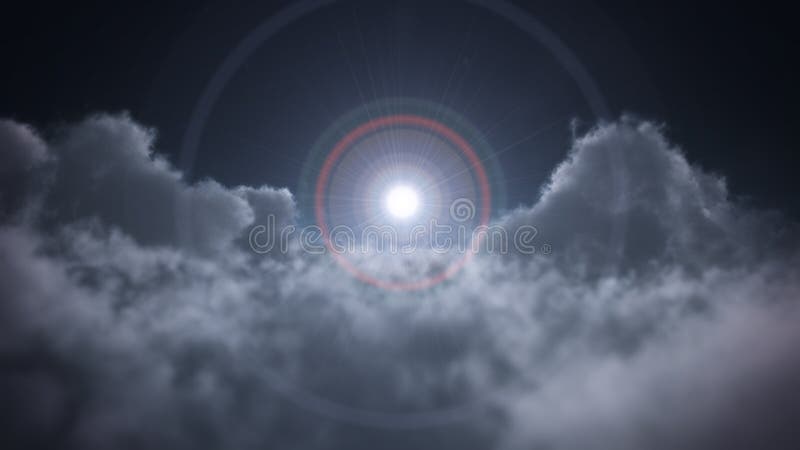Above Clouds at Night in Full Moon Stock Illustration - Illustration of ...