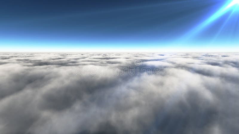 Above Clouds Sun Ray, 3d Rendering Stock Illustration - Illustration of ...