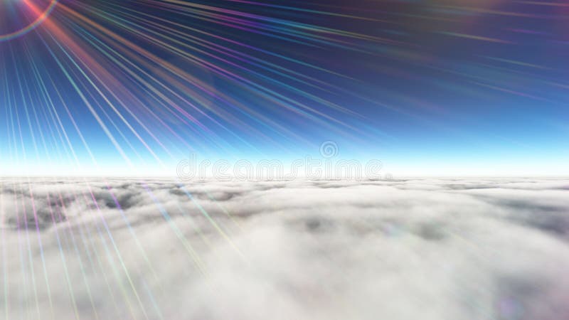 Above Clouds Sun Ray, 3d Rendering Stock Illustration - Illustration of ...