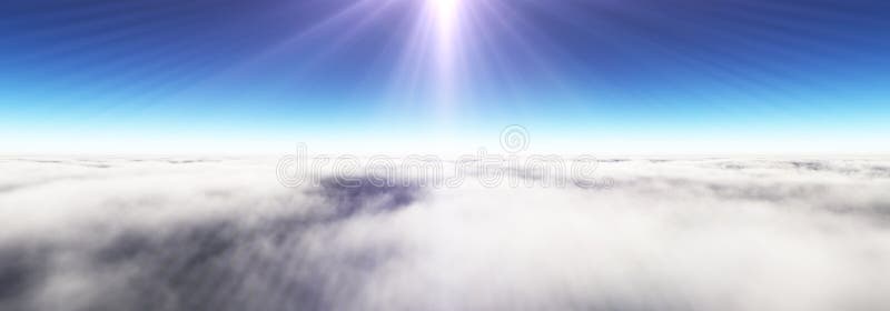 Above Clouds Sun Ray, 3d Rendering Stock Illustration - Illustration of ...