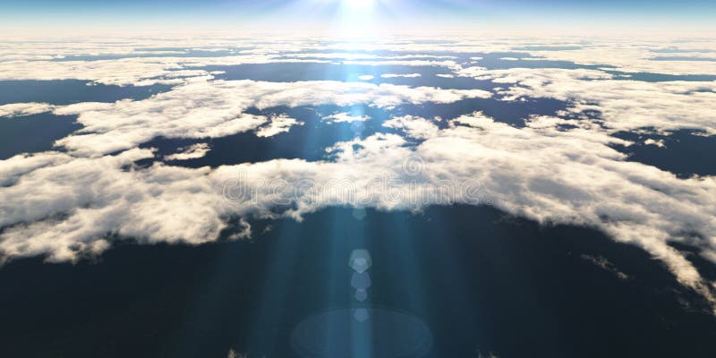 Above clouds sun ray stock illustration. Illustration of view - 187351107