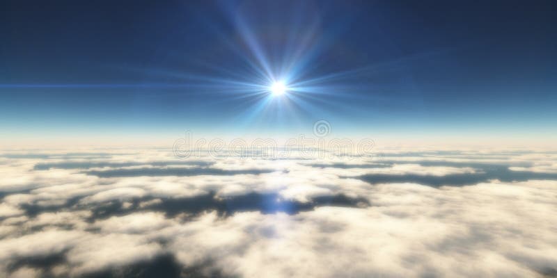 Above Clouds Sun Ray, 3d Rendering Stock Illustration - Illustration of ...