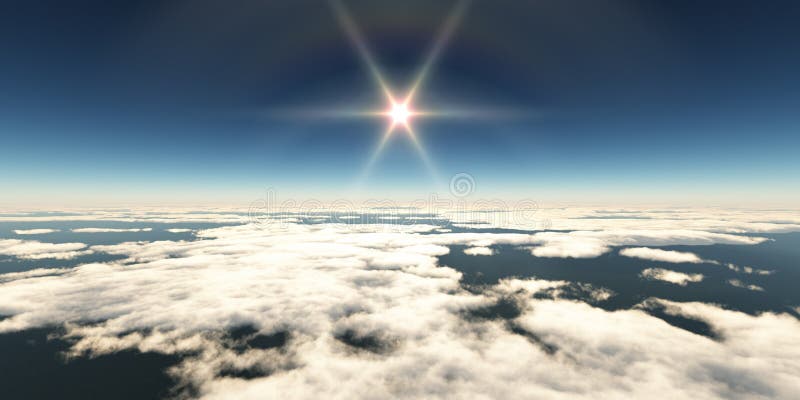 Above Clouds Sun Ray, 3d Rendering Stock Illustration - Illustration of ...