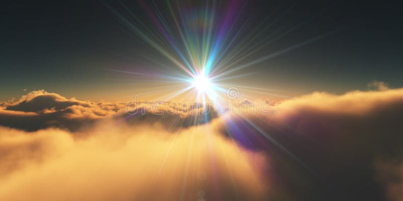 Above Clouds Sunrise Sun Ray Illustration Stock Illustration ...