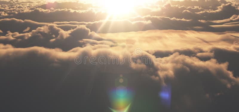 Above Clouds Sunset God Ray Stock Illustration - Illustration of dusk ...