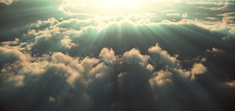 Above Clouds Sunset God Ray Stock Illustration - Illustration of bright ...
