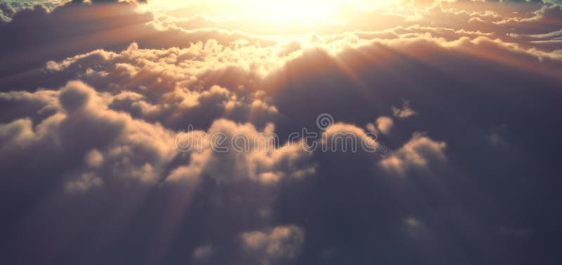 Above Clouds Sunset God Ray Stock Illustration - Illustration of ...