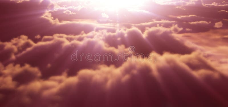 Above Clouds Sunset God Ray Stock Illustration - Illustration of ...