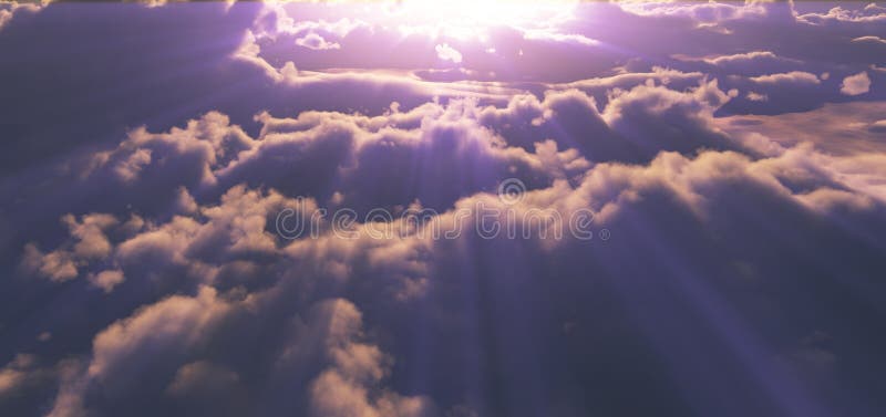 Above Clouds Sunset God Ray Stock Illustration - Illustration of high ...