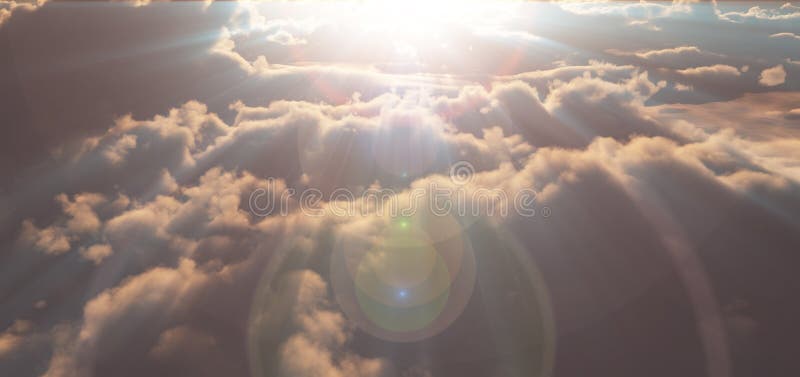 Above Clouds Sunset God Ray Stock Illustration - Illustration of ...