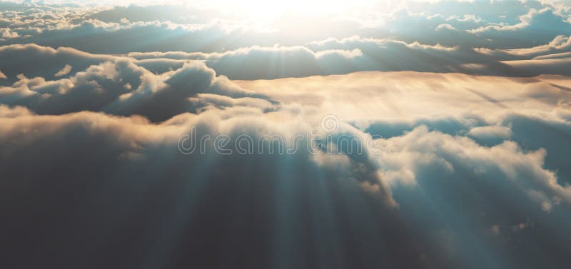 Above Clouds Sunset God Ray Stock Illustration - Illustration of ...
