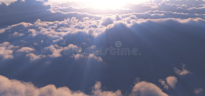 Above Clouds Sunset God Ray Stock Illustration - Illustration of beauty ...