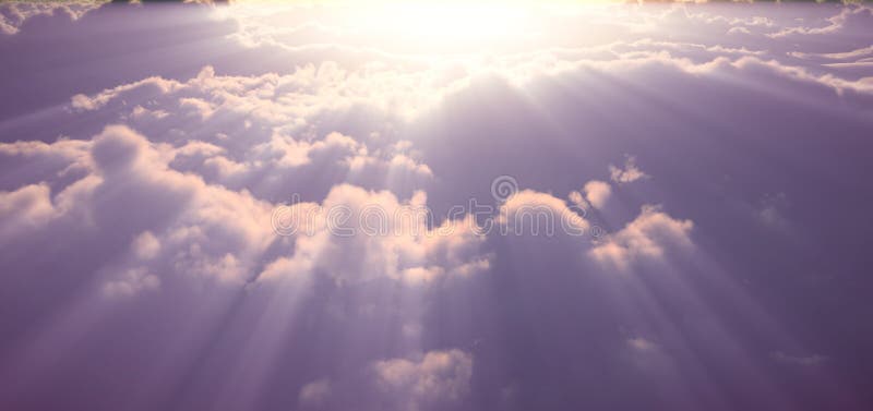 Above Clouds Sunset God Ray Stock Illustration - Illustration of clouds ...