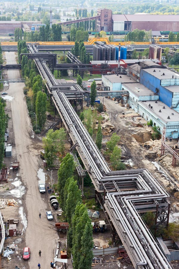 Above-ground Pipeline on the Factory Stock Photo - Image of engineering ...
