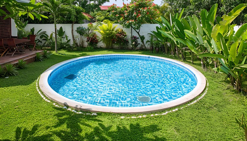 Above Ground Swimming Pool on Grass in Backyard Stock Illustration ... Above Ground Swimming Pool on Grass in Backyard Stock Illustration ...