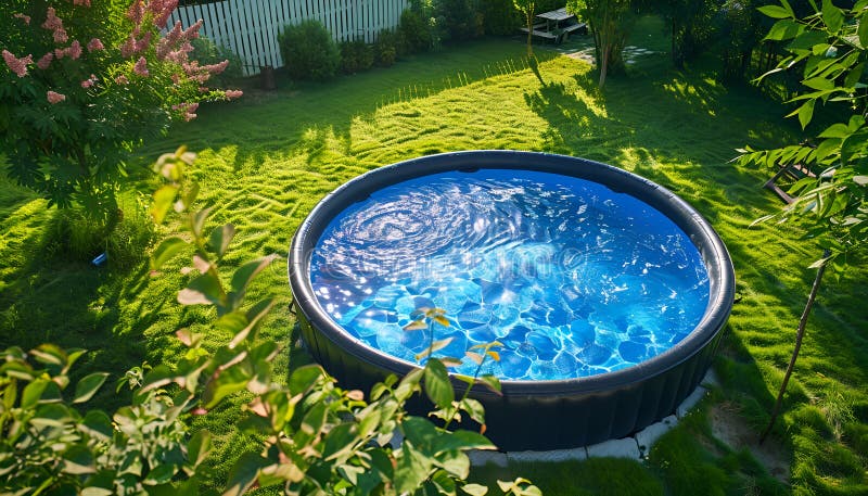 Above Ground Swimming Pool on Grass in Backyard Stock Illustration ... Above Ground Swimming Pool on Grass in Backyard Stock Illustration ...