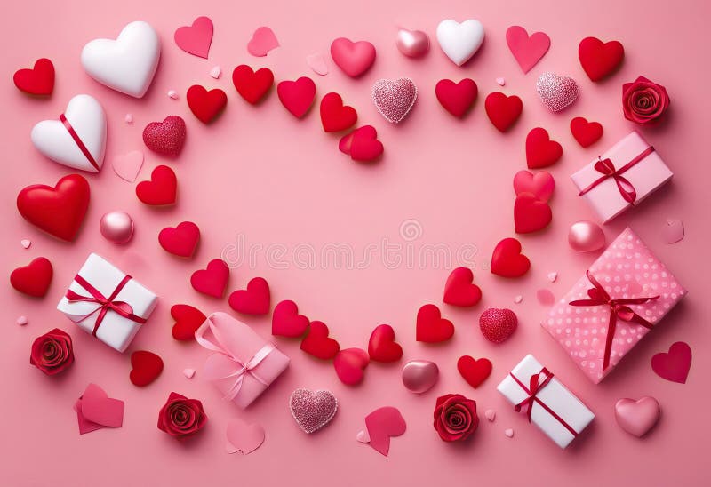 Above Objects View Lay Background Heart Flat Shape Stock Illustration ...