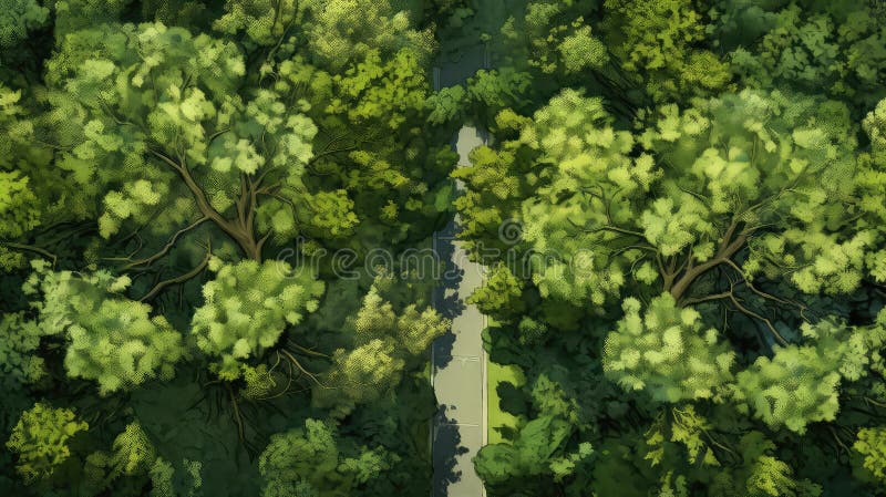 Above Overhead Tree Border Top View Stock Illustration - Illustration ...