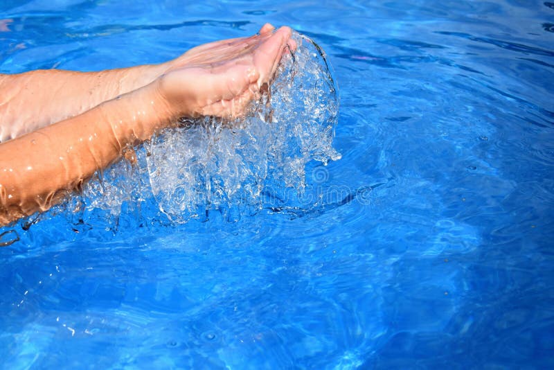 Above the Pool of Human Two Hands Overflowing Water Stock Photo - Image ...