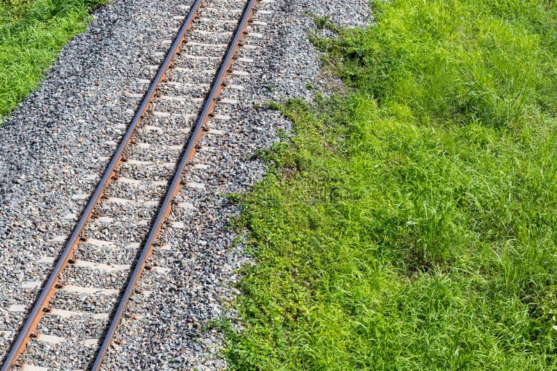 Above a Railroad in a Rock with Grass. Stock Image - Image of steel ...