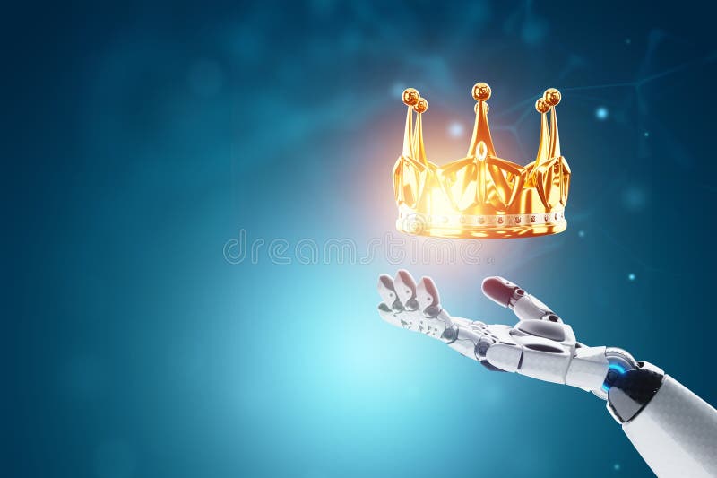 Above the Robot Arm is a Golden Crown. Artificial Intelligence Drives ...