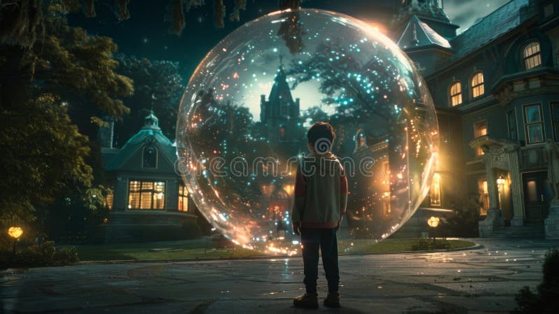 Above the School Grounds a Shimmering Dome of Energy Looms Creating a ...