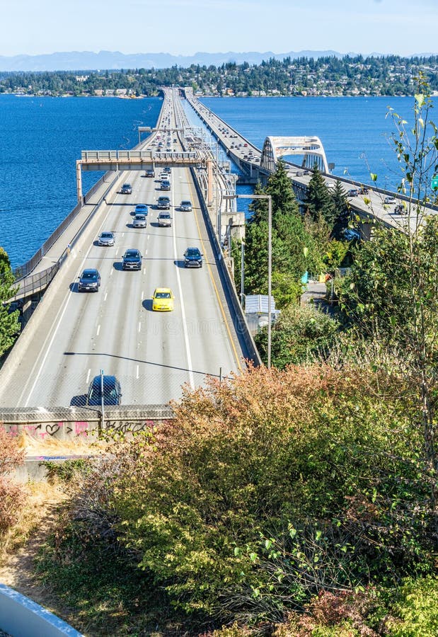 Above Seattle Bridges 4 stock image. Image of interstate - 256154527