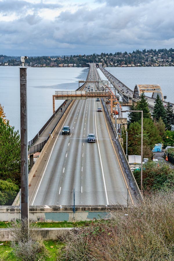 Above Seattle Lake Brdiges 2 Stock Photo - Image of traffic, cars ...
