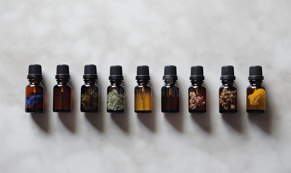 From Above, Stunning Assortment of Essential Oils Forms an Aromatic ...