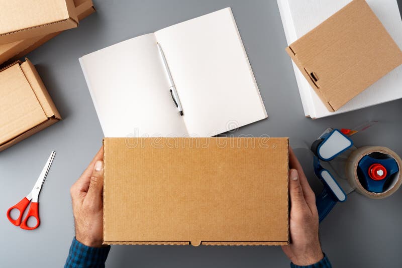 Above Table Top View of Warehouse Preparing Post Courier Delivery ...