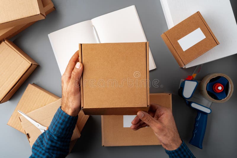 Above Table Top View of Warehouse Preparing Post Courier Delivery ...