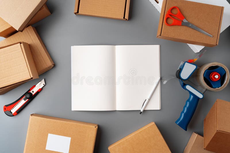 Above Table Top View of Warehouse Preparing Post Courier Delivery ...