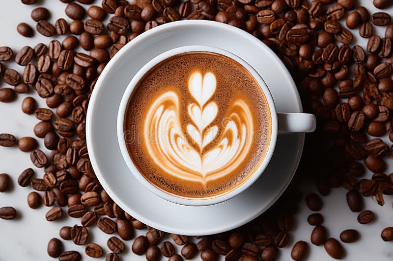 Above Top View of Coffee Cup on Digital Graphy AI Generated Stock ...