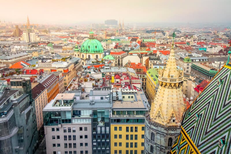 Above Vienna Medieval Old Town Cityscape, Austria Stock Photo - Image ...