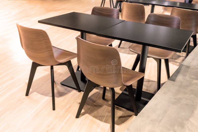 Above View of Black Table with Four Wood Chairs Stock Photo - Image of ...