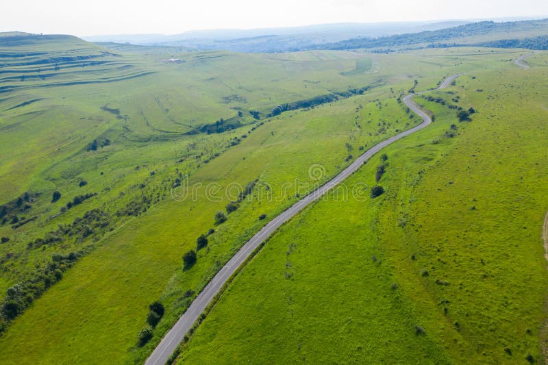 Above View of Countryside Road, Aerial View Stock Photo - Image of ...