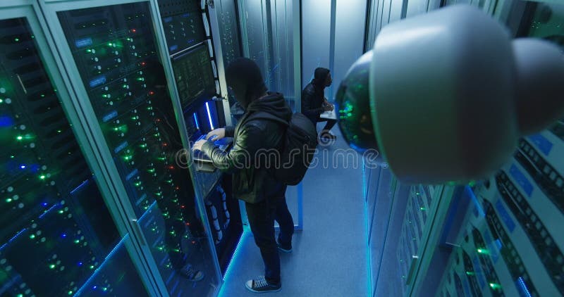 Surveillance Camera Capturing Hackers in Server Room Stock Footage ...