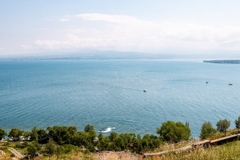 Above View of Lake Sevan from Sevanavank, Armenia Stock Photo - Image ...