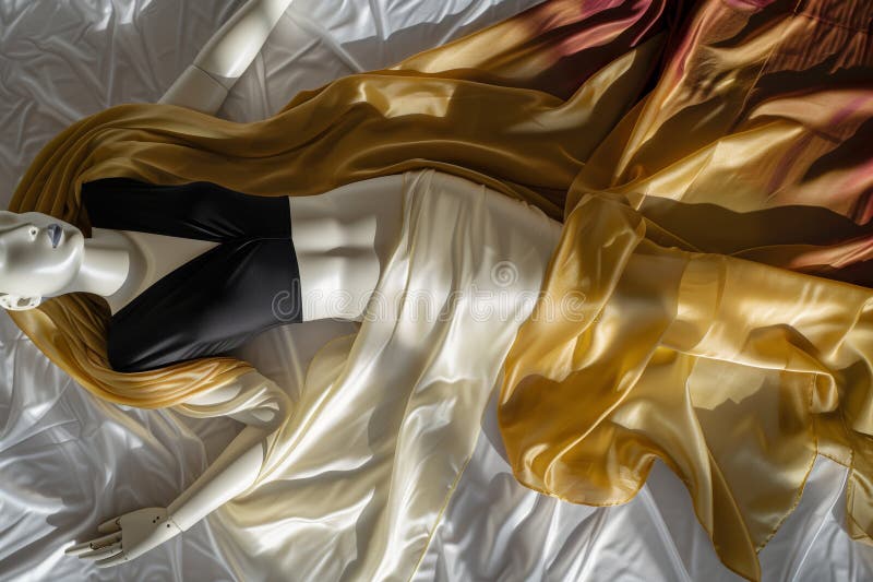 Above View of Mannequin Lying Down with Silk Scarf Spread Out Stock ...
